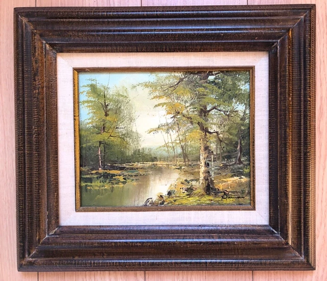 VINTAGE ORIGINAL LANDSCAPE oil painting on canvas signed by artist ...