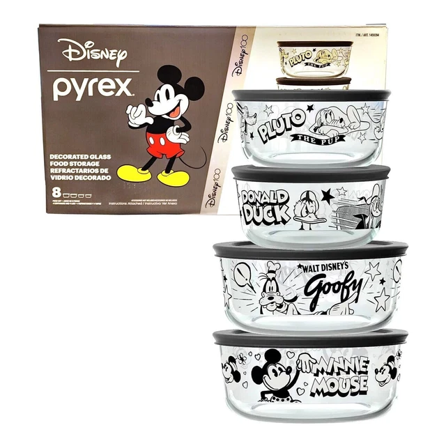 PYREX DISNEY 100TH Anniversary Glass Food Storage Snack Container Bowls ...