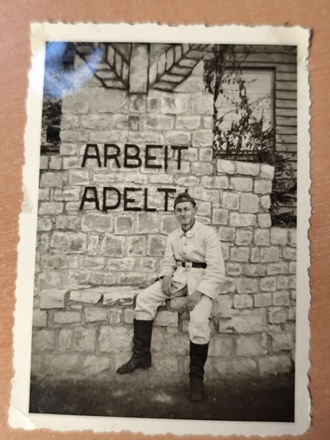 FOTO RAD SOLDAT vor Arbeit Adelt Schriftzug 2.WK F4 EUR 3,00 - PicClick DE