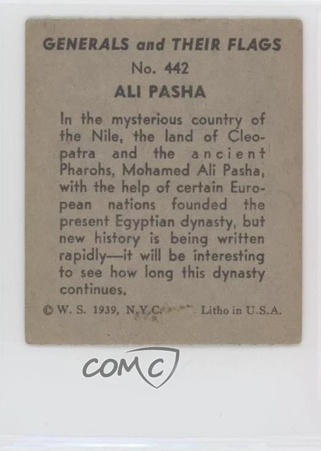 1939 WS CORP Generals & Their Flags R54 Ali Pasha #442 z6d £21.02 ...