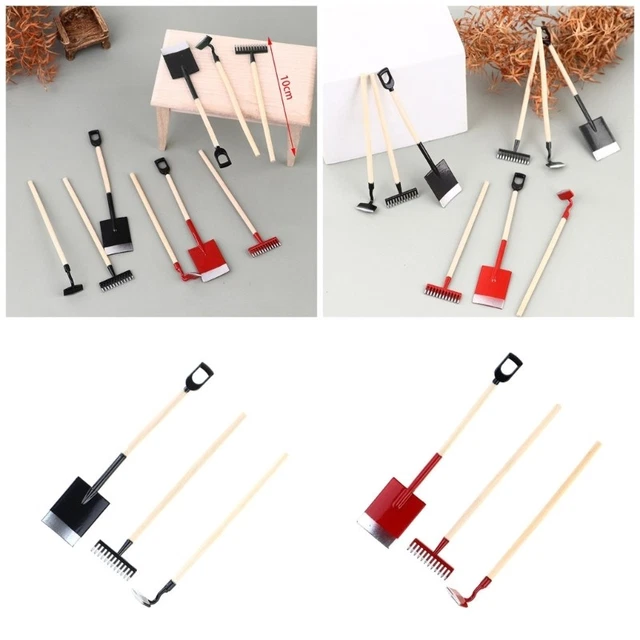 3 PIECE DOLLHOUSES Garden Tool Props Set For 1:12 Scale Miniature Lover ...