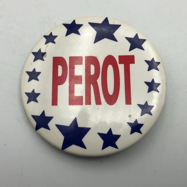 1992 SPILLA DISTINTIVO Vintage Ross Perot RWB Stars Campagna Bottone ...