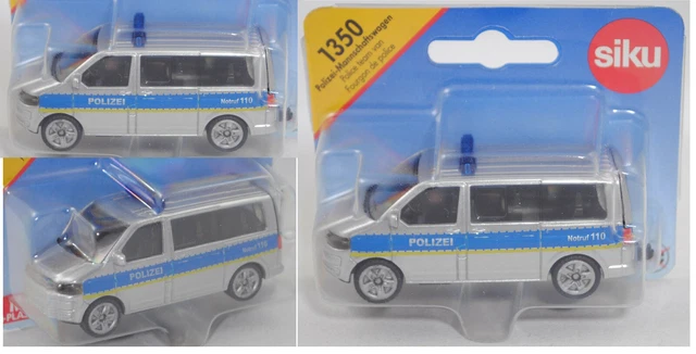 SIKU SUPER 1350 VW T5 facelift Polizei-Mannschaftswagen m. hoher Blaulichtleiste EUR 6,50 ...