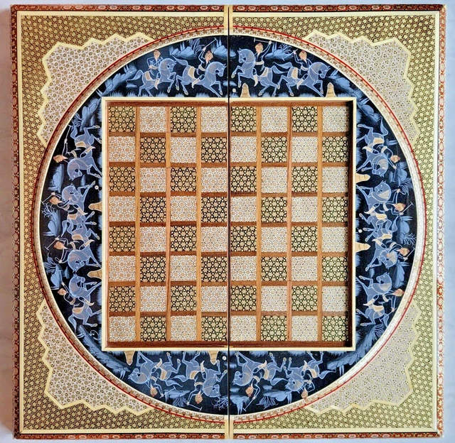 BACKGAMMON TAKHTEH NARD Chess Board Handcrafted Khatam Vintage Persian ...