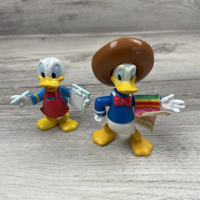 DISNEY DONALD DUCK Figures Mexican Mexico Sombrero & Waiter 2.5” & 3” £ ...