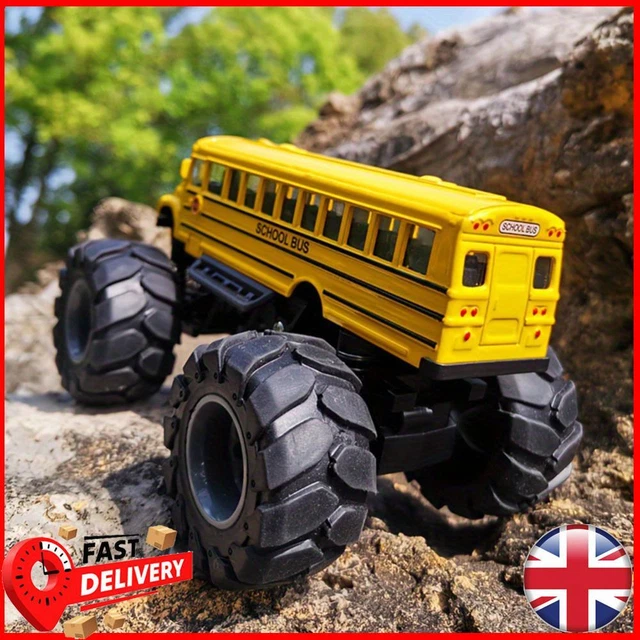 MONSTER SCHOOL BUS Die Cast Metal Model Pullback Action Toy Pull Back ...