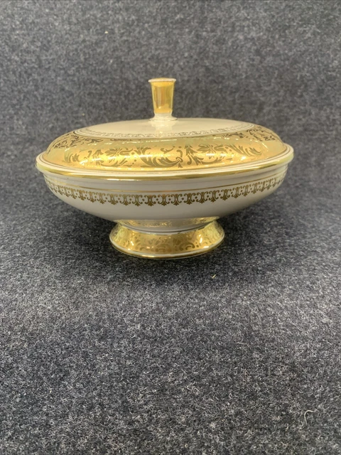 THOMAS IVORY BAVARIA - Deckeldose Bonboniere D. 15,5 cm Elfenbein Gold ...