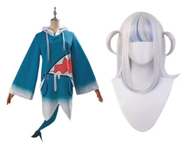 HOLOLIVE GAWR GURA V Tuber Vtuber Cosplay Costume Costume Wig Wig Tail ...