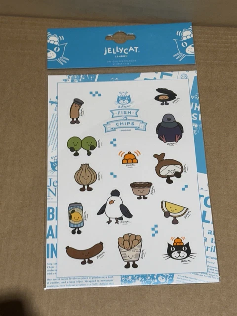 JELLYCAT X SELFRIDGES Fish Chips Theme Stickers UK Exclusive Brand New ...