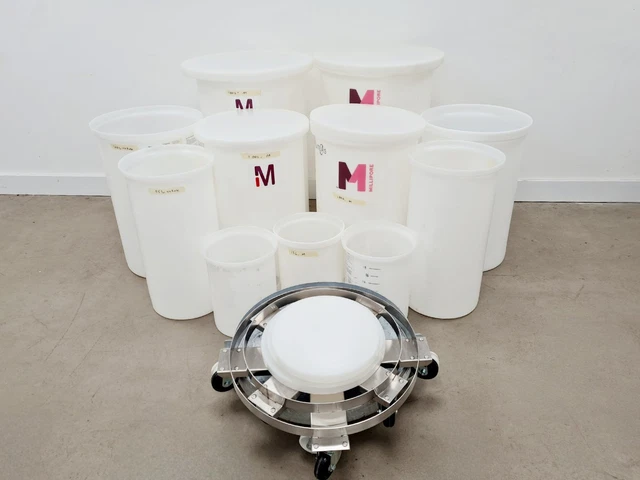 ASSORTED MILLIPORE, MOBIUS & Thermo Scientific Polythene Drums ...