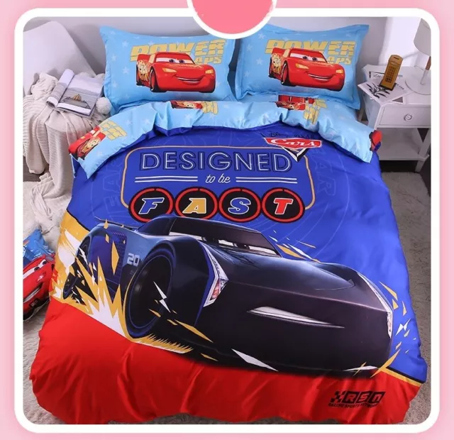 Cars Lightning Mcqueen Designed To Be Fast Double Queen Bed Quilt Cover