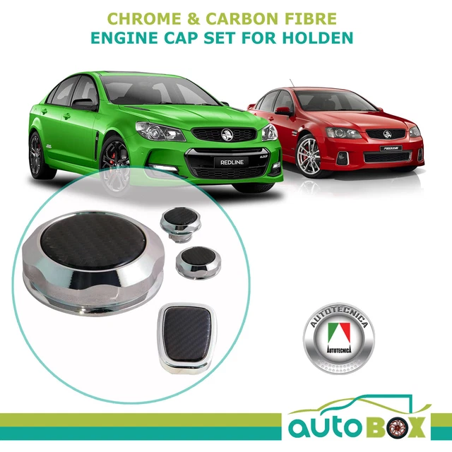 VF COMMODORE BILLET Chrome & Carbon Fibre Engine Set of 4 Caps SS SSV ...