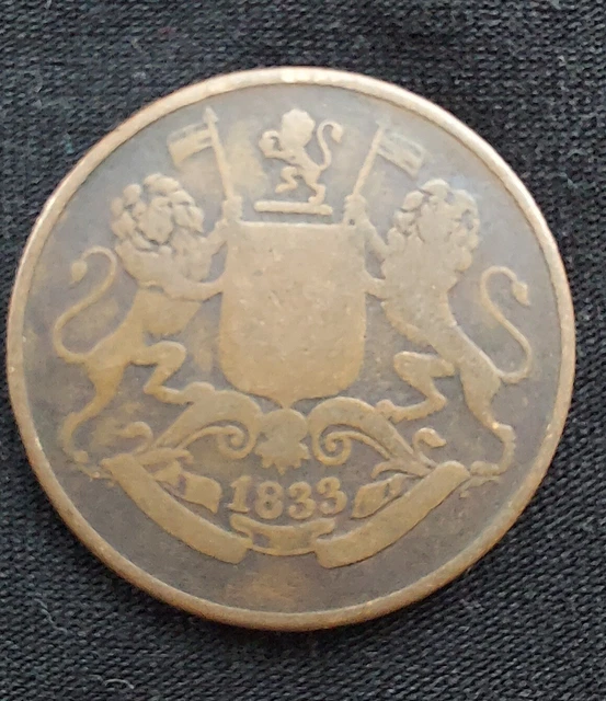 1833 INDIA ONE Quarter Anna East India Company King William IV Coin £2. ...