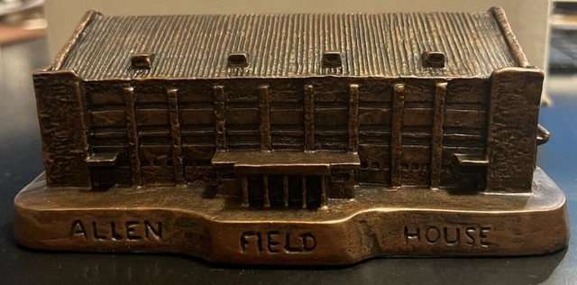 KU KANSAS UNIVERSITY Jayhawk Bronze Allen Fieldhouse Paperweight ...