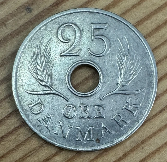1968 25 ORE Coin, Denmark, Frederik IX (Copper-Nickel, 4.3 g, 23 mm ...