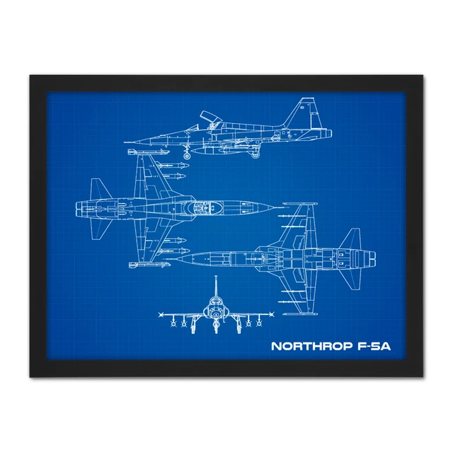 NORTHROP F-5A FREEDOM Fighter Aircraft Blueprint Plan Framed Art Print ...