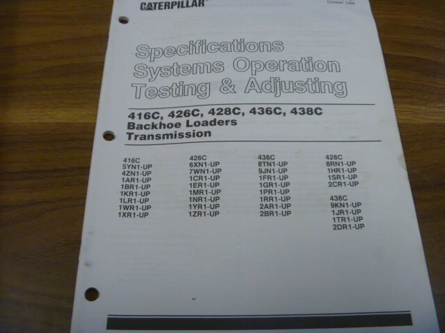 CATERPILLAR 416C 426C 428C 436C 438C Backhoe Loader Trans Op Service Manual 5YN1 EUR 106,91 ...