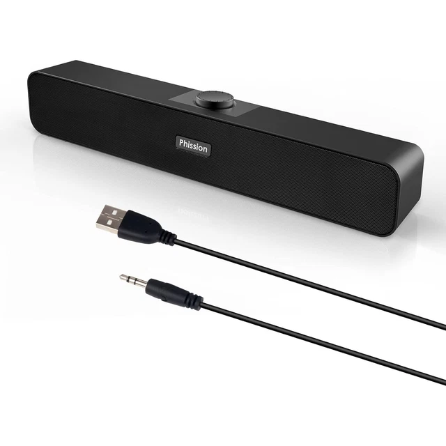 WIRED SOUND BAR USB Stereo Speakers For Computer PC Computer Tablets ...
