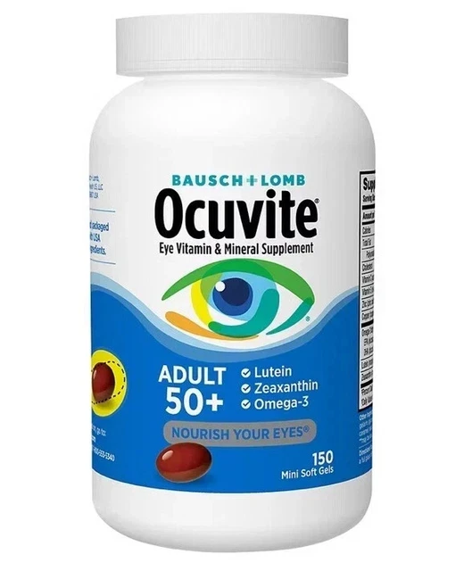 BAUSCH & LOMB Ocuvite Adult 50+ Eye Vitamin & Mineral Supplement, 150 ...