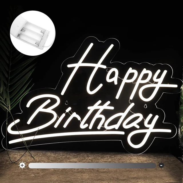 LARGE HAPPY BIRTHDAY Neon Sign Battery Operated, 5V Usb Powered Neon ...