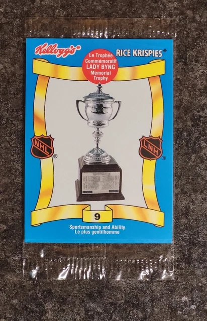 1992 KELLOGG'S RICE Krispies NHL Trophy Sealed Pack 3 Cards Byng ...