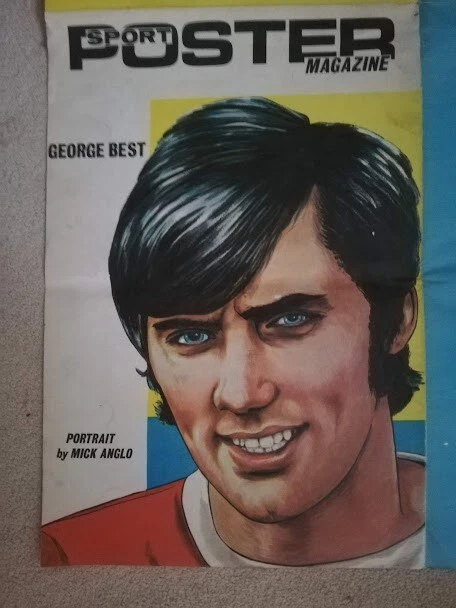 RARE! GEORGE BEST MANCHESTER UNITED LEGEND 1960s GIANT POSTER MAGAZINE ...