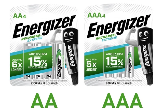 ENERGIZER AA/AAA RECHARGEABLE Battery 4-Pack NiMH Pre-Charged Charger ...