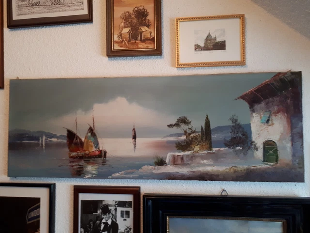 ÖLGEMÄLDE SCHIFF GARDASEE Italien, Heinz Ross, Original Signiert Mid ...