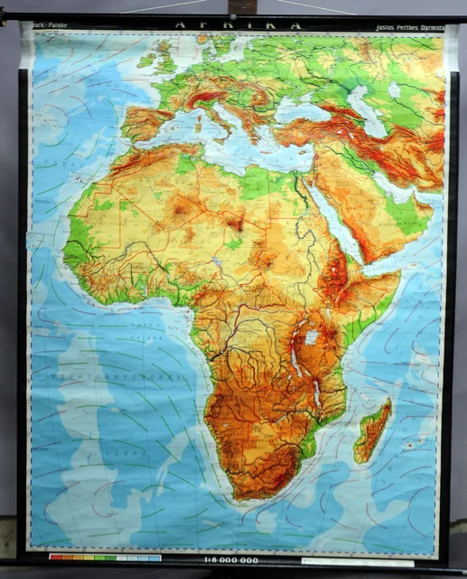 VINTAGE MURAL PULL-DOWN Map Africa African Continent Wall Chart £129.82 - PicClick UK