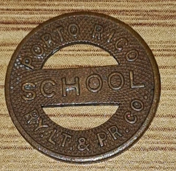 BUS TOKEN~SCHOOL ONLY ~Porta Rica San Juan-RY.LT & PR CO ( 3 For £3 P&P ...