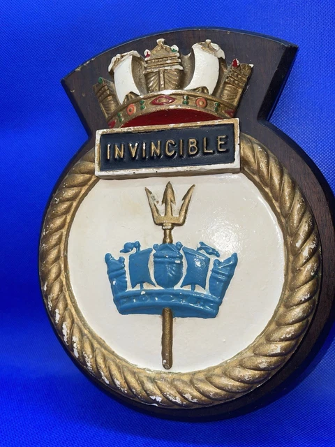 HMS INVINCIBLE VINTAGE Ship Plaque Falklands Aircraft Carrier Crest ...