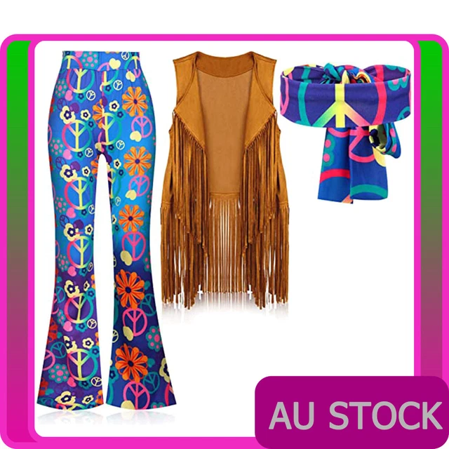 LADIES 60S 70S Retro Hippy Hippie Groovy Go Go Girl Disco Costume ...