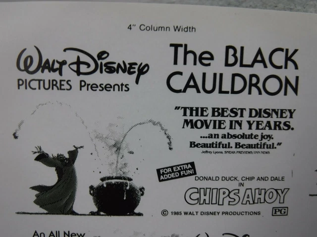 THE BLACK CAULDRON Movie Mini Ad Sheet Vintage Advertising Poster Film ...
