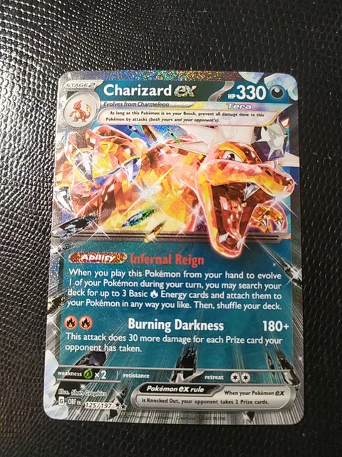 CHARIZARD EX - 125/197 - Tera Ultra Rare Obsidian Flames Pokemon NM ...
