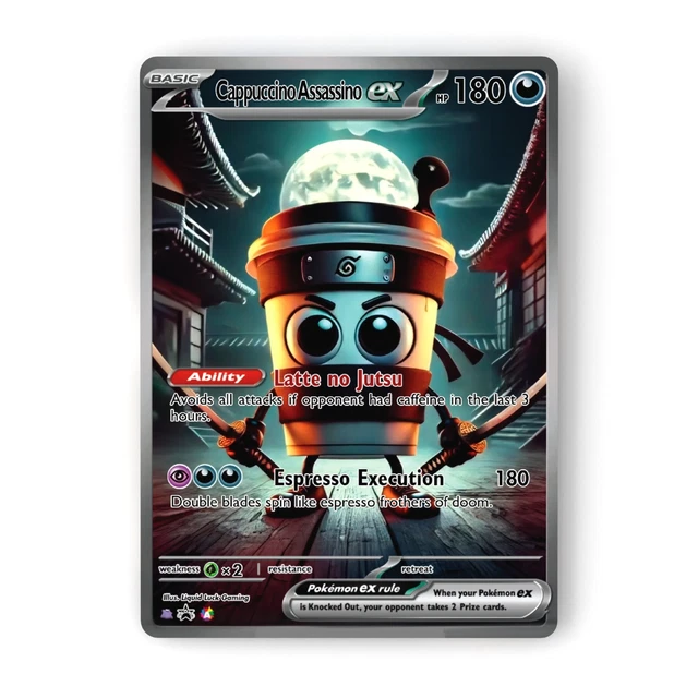 ITALIAN BRAINROT POKÉMON Card - Cappuccino Assassino Custom Meme Art £7 ...