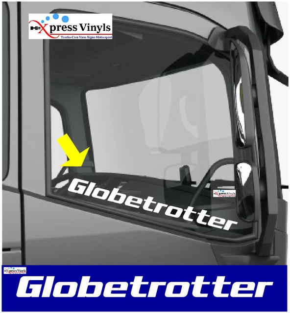 VOLVO GLOBETROTTER CAB window decals x 2. Volvo truck stickers graphics ...