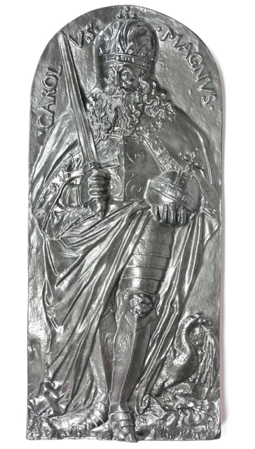 WANDRELIEF, RELIEF, WANDBILD - Carolus Magnus (Karl der Große) - Metall ...