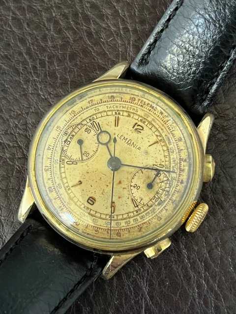 VINTAGE LEMANIA GOLD Plated Chronograph Cal. 15Tl, 38Mm £1,672.71 ...