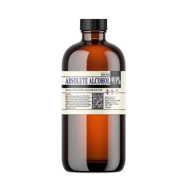ABSOLUTE ALCOHOL 100% denatured Ethanol in Amber Glass Bottle 1ltr FREE ...