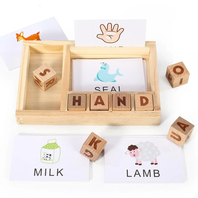 SOKA WOODEN SPELLING Game, Learning Matching Letter Memory Games for ...