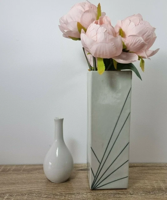VINTAGE 90S GREY Geometric Art Pottery Studio Vase Contemporary ...