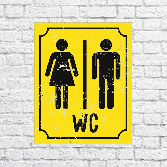 BATHROOM TOILET SIGN WC Restroom sign wc sign restroom door sign metal ...