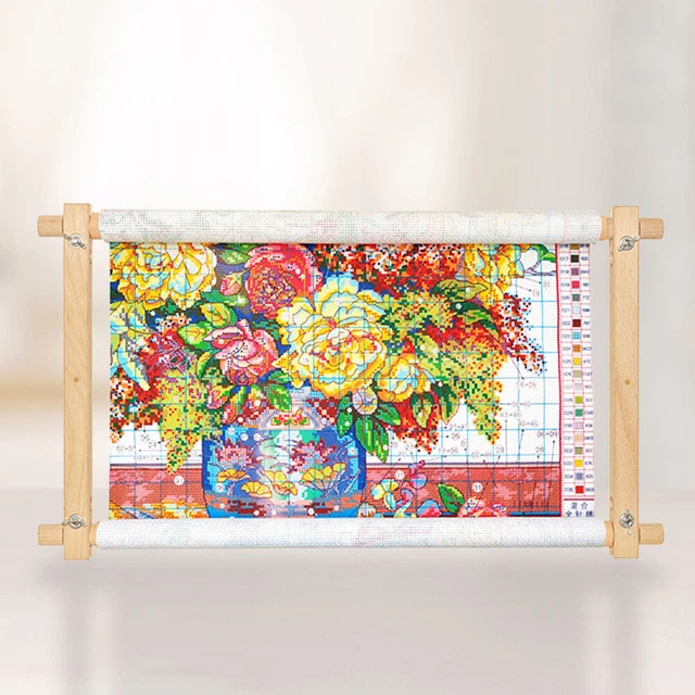 CROSS STITCH SCROLL Frame Holder Embroidery Scroll Wood Needlework ...