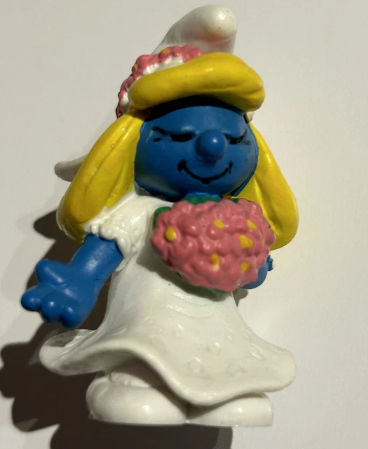 THE SMURFS BRIDE Smurfette Peyo Wedding 20412 Vintage Rare HTF Figurine ...