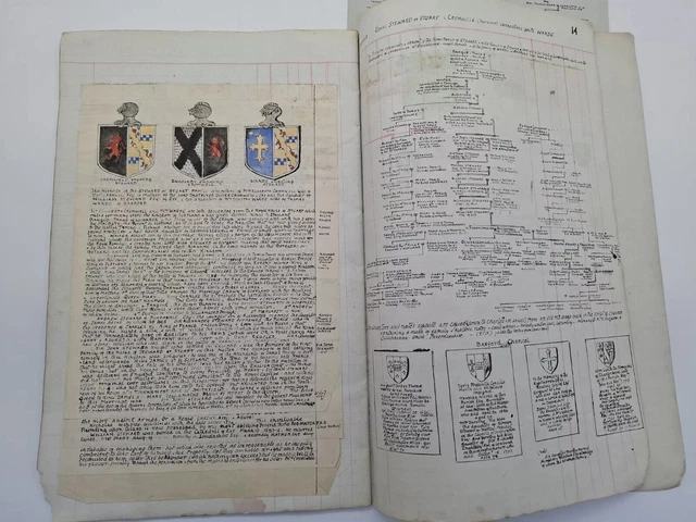 ANTIQUE HAND WRITTEN Historical Genealogy Family Trees and Crests £45. ...