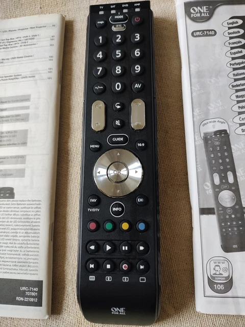 GENUINE ORIGINAL ONE for All URC 11-7140 R02 Remote Control Tested With ...