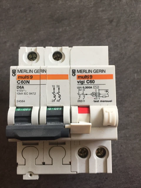 DISJONCTEUR DIFFÉRENTIEL MERLIN GERIN C60N D6A AC + Vigi Réf 24584 + 26511 EUR 8,50 - PicClick FR