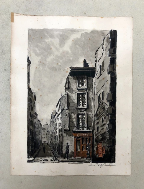 LIVELY ALLEYWAY, WATERCOLOR drawing signed René Bigoz, 20th century $49.13 - PicClick AU