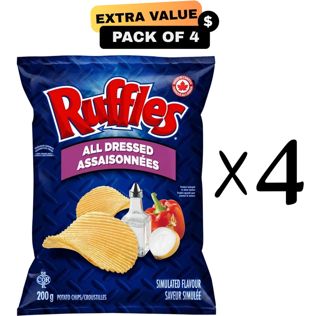 RUFFLES ALL DRESSED Potato Chips Large Bag x 4 bags - FRESH CANADIAN ...