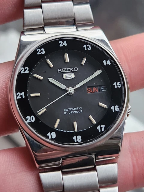 VINTAGE 2000, BLACK, EXPLORER DIAL, SEIKO 5 Men's Automatic Watch, 7S26 ...